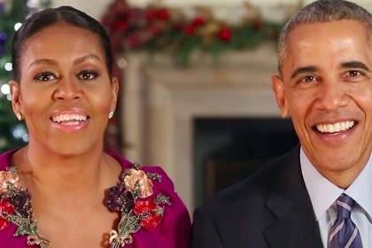 Obamas Send Their Final Christmas Message from White House — Naharnet